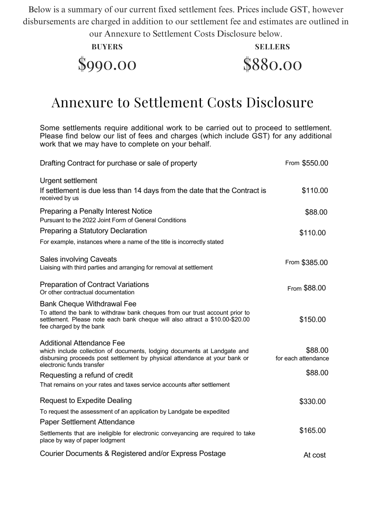 Perth Settlement Fees - What Does it Cost? - Prime Settlements